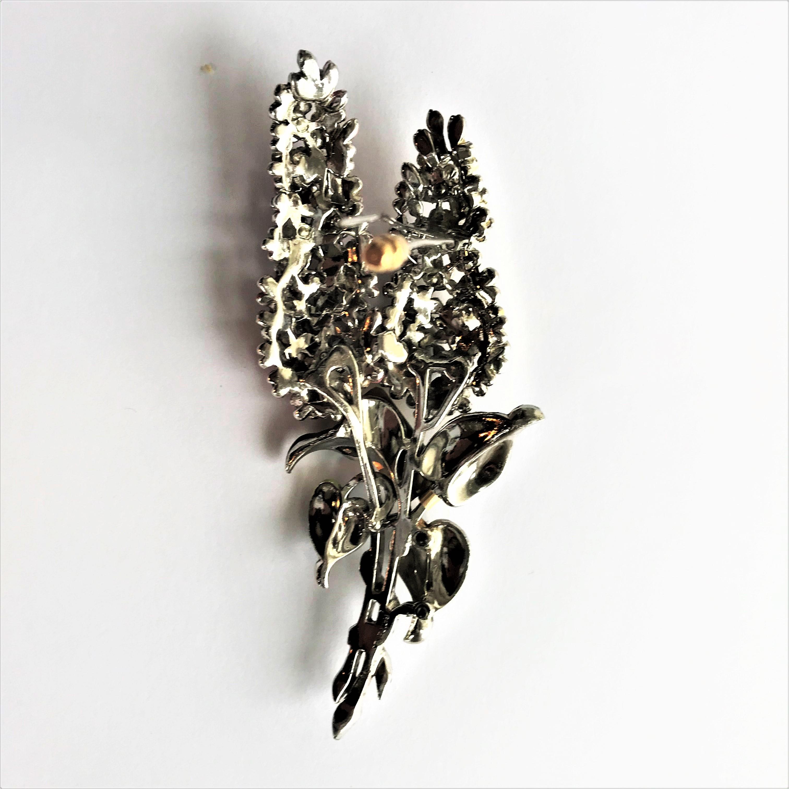 Trifari' Alfred pave and enamel giant double Hyacinth pin clip USA at ...