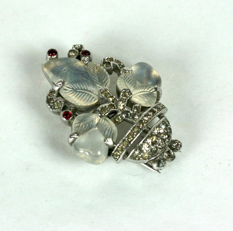 Trifari Alfred Philippe for Trifari Moonstone Fruit Salad Flower Vase Clip For Sale at 1stDibs