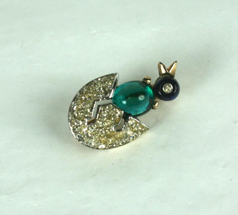 Trifari Alfred Philippe Miniature Chick in Egg Brooch For Sale at 1stDibs