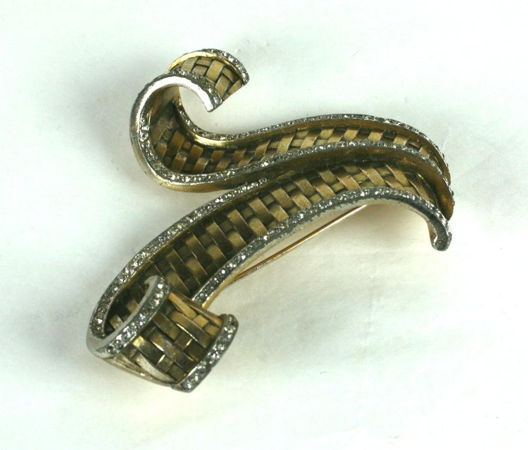 Trifari Alfred Philippe Retro Basket Weave Fur Clip For Sale at 1stDibs
