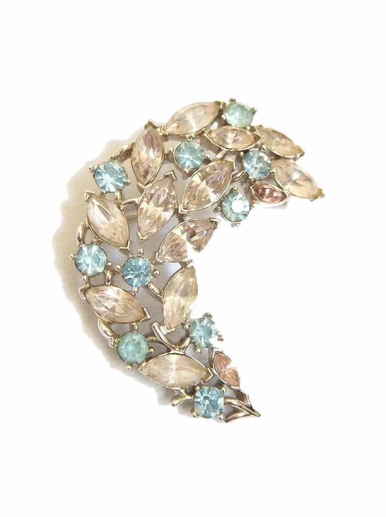 Trifari Alfred Phillipe, Blue Topaz Rhinestone Feather Brooch, circa ...