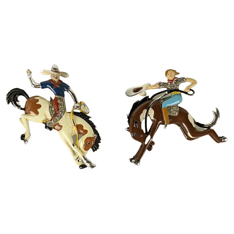 Trifari Art Deco Rodeo Riders, Alfred Phillipe For Sale at 1stDibs