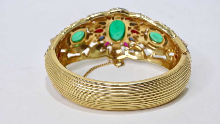 Trifari Bejeweled Hinged Bangle at 1stDibs