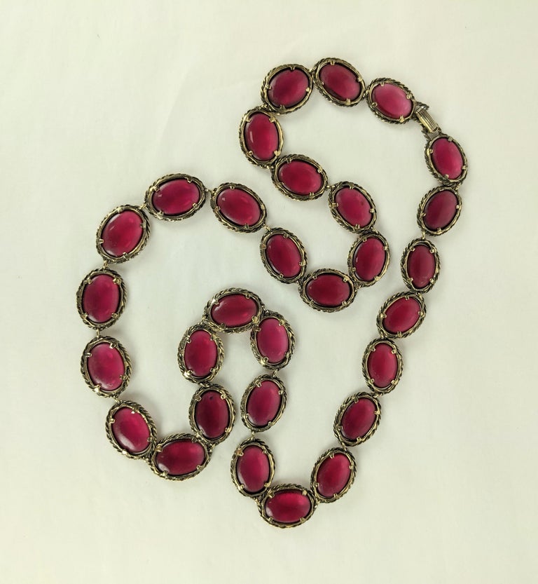 Trifari Bezel Set Ruby Chain For Sale at 1stDibs