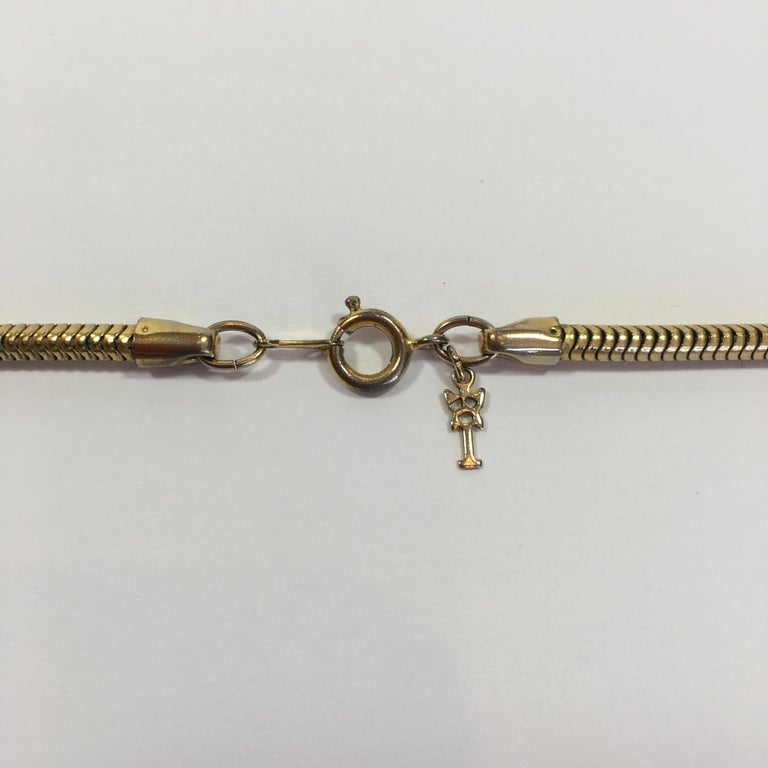 Trifari Circular Design Gold Tone Necklace with Round Snake Chain For ...