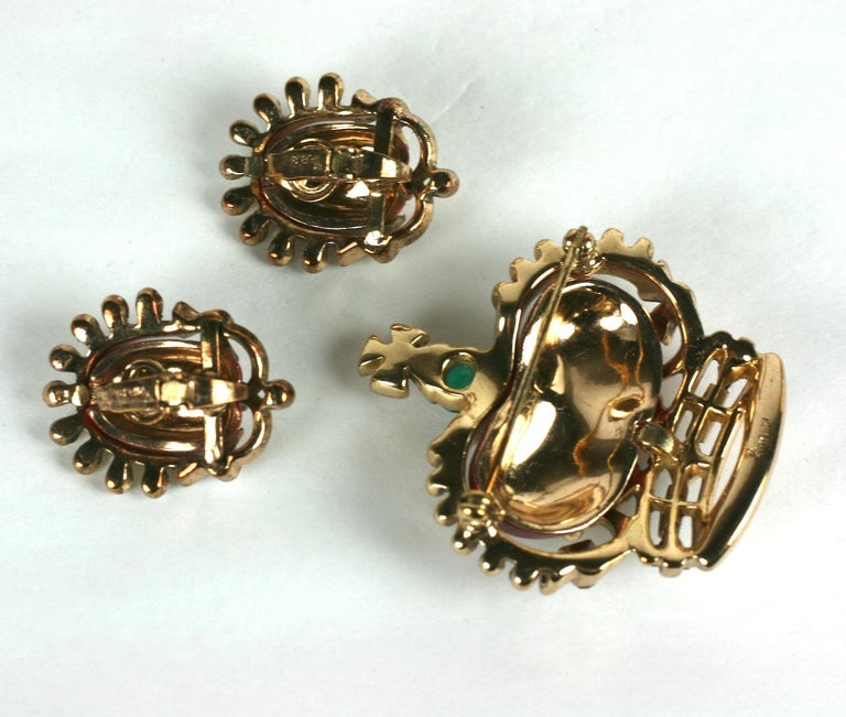 Trifari "Coronation Gems" Red Royal Crown Pin Set, Original Box at 1stDibs