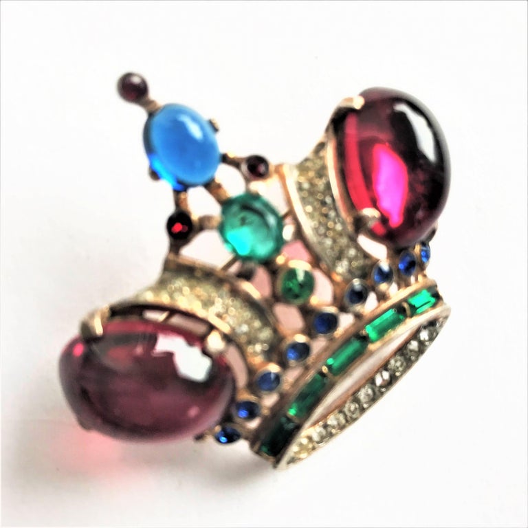 Trifari crown brooch designed by Alfred A Philippe 1940 vermeil ...