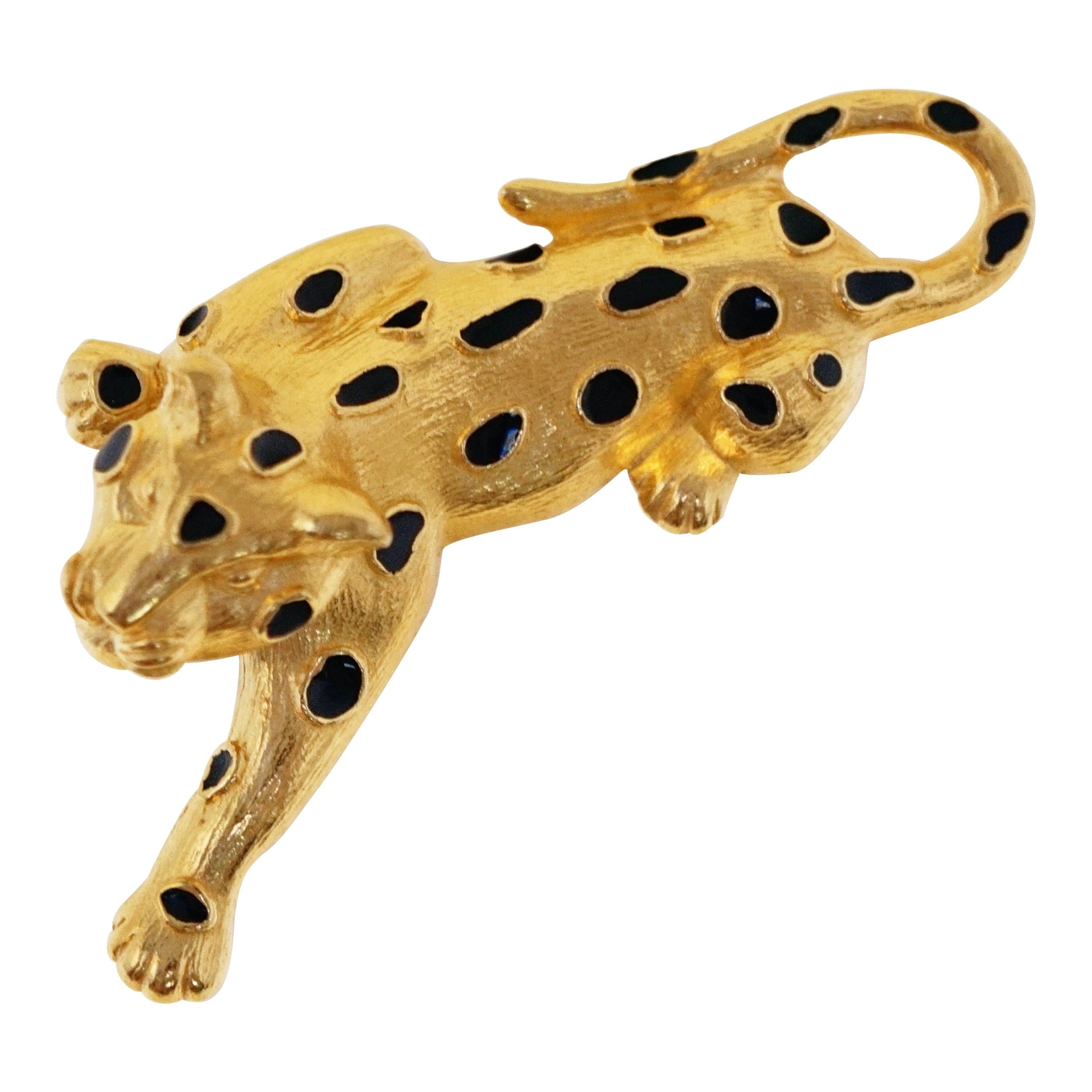Trifari Gilded Leopard Figural Brooch with Enamel Details, circa 1980s ...