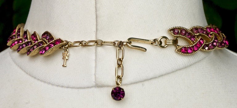 Trifari Gold Plated Purple Fuchsia Rhinestone Cavalcade Necklace ...
