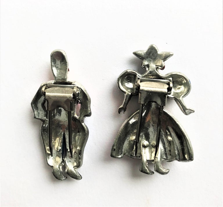 Trifari pave and enamel 'Mr and Mrs. Dutch Pair of pin clip 1945 For ...