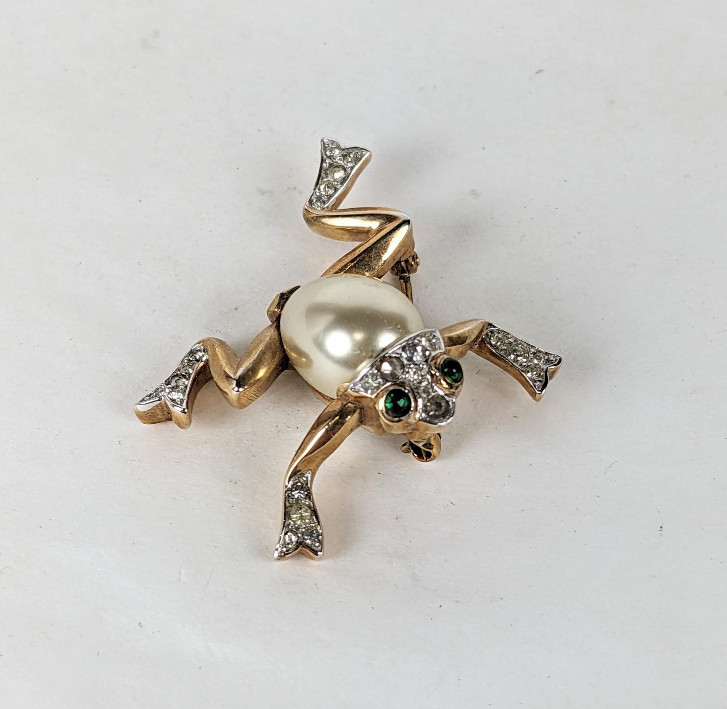 Trifari Pearl Belly Mini Frog, Alfred Phillipe at 1stDibs