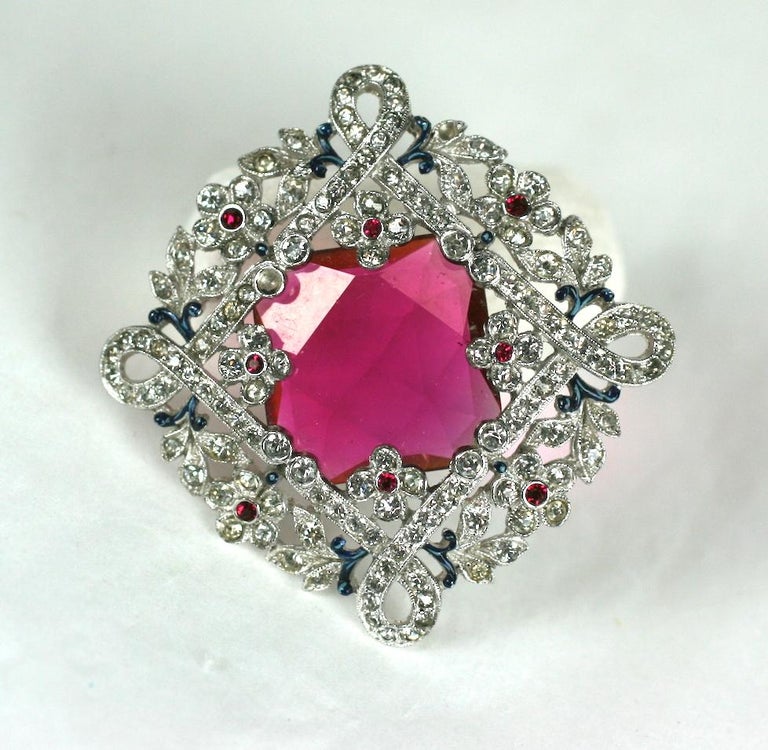Trifari Ruby Art Deco Brooch at 1stDibs