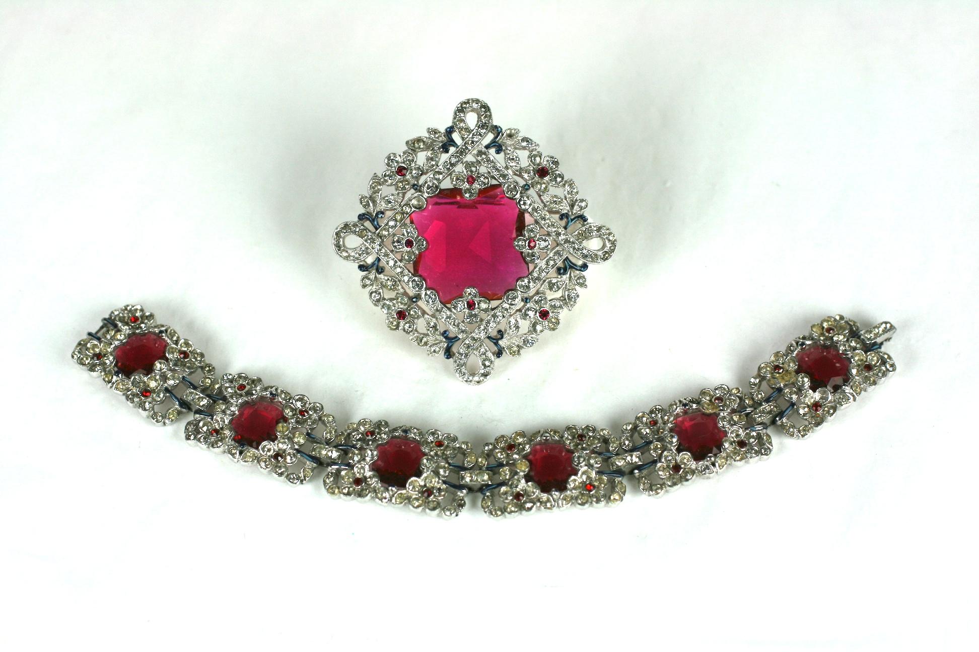 Trifari Ruby Art Deco Brooch at 1stDibs