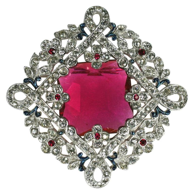 Trifari Ruby Art Deco Brooch at 1stDibs
