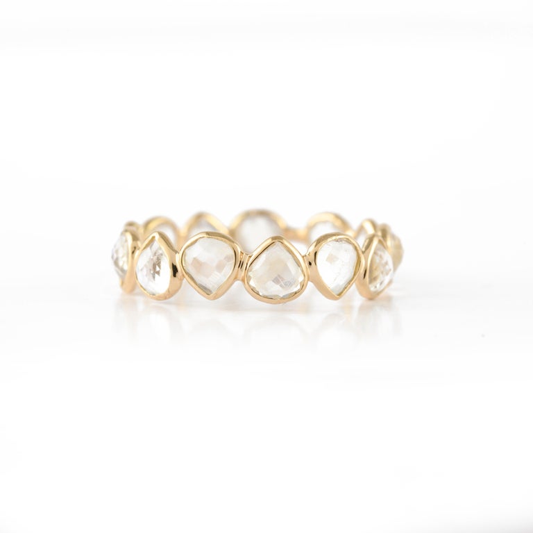 Customizable Trillion Moonstone Full Eternity Band Ring in 18k Yellow ...