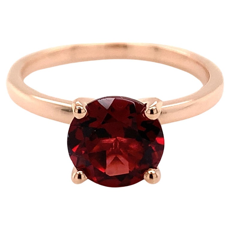 Round Natural Garnet Rose Gold over Sterling Silver Ring For Sale at ...