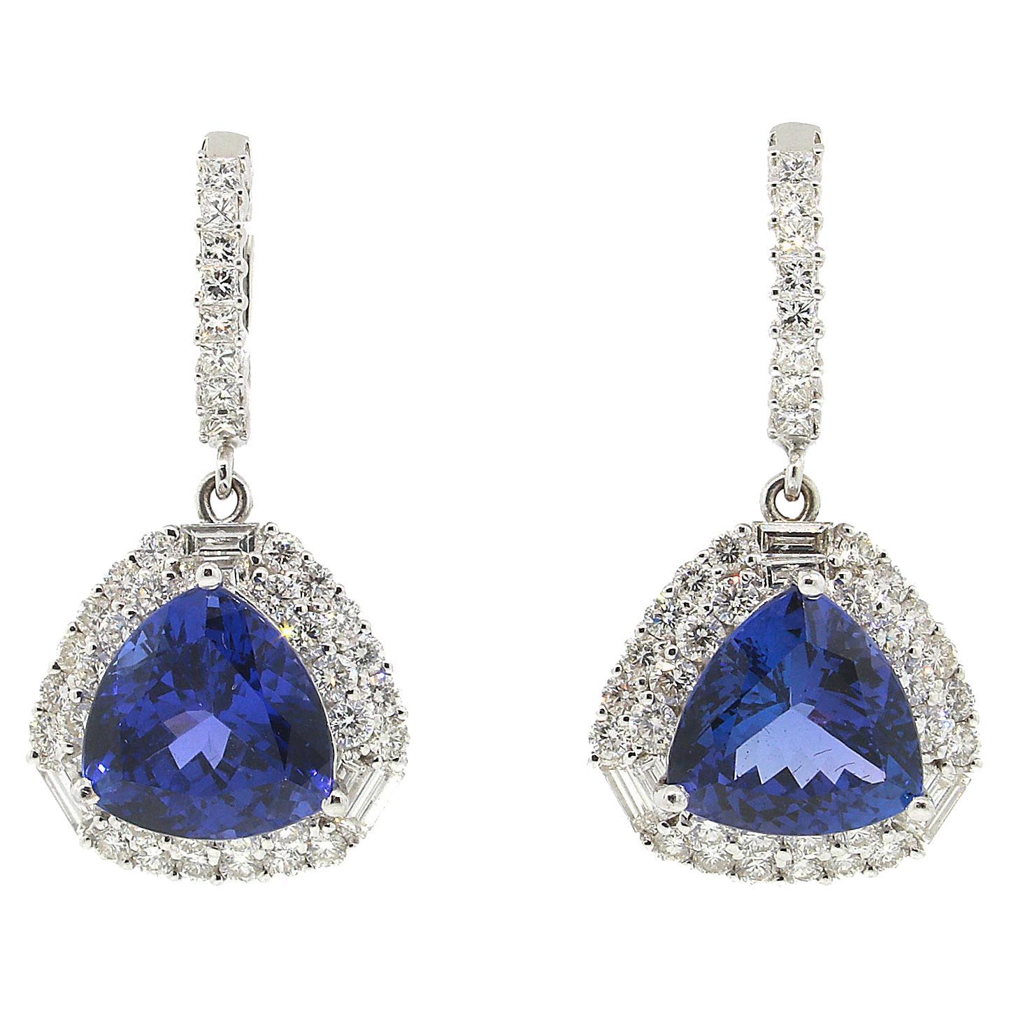 Tanzanite and Diamond Earrings For Sale at 1stDibs