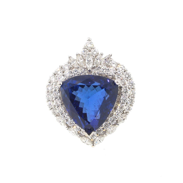 Trillion Tanzanite and Diamond Ring For Sale at 1stDibs