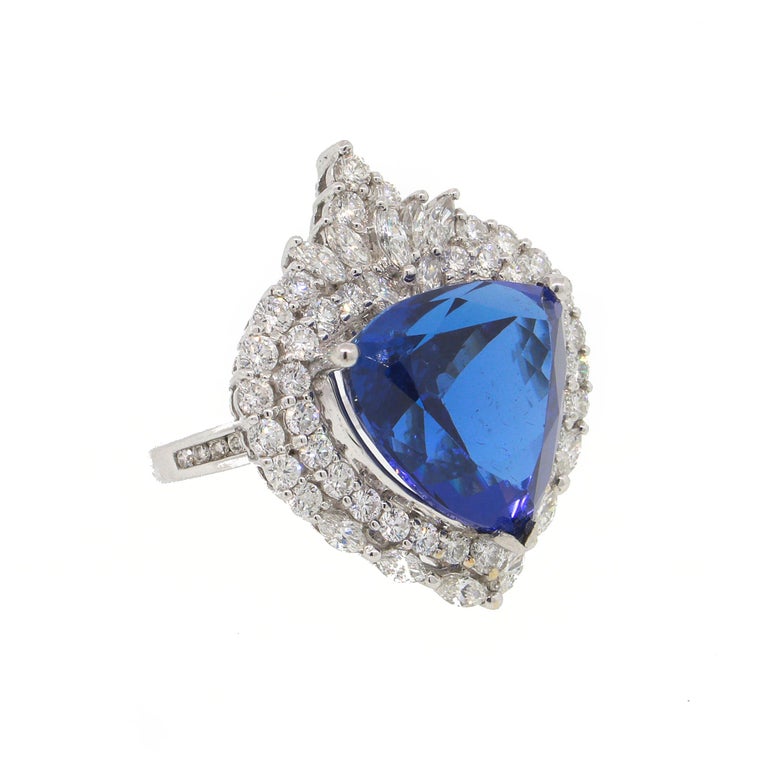 Trillion Tanzanite and Diamond Ring For Sale at 1stDibs