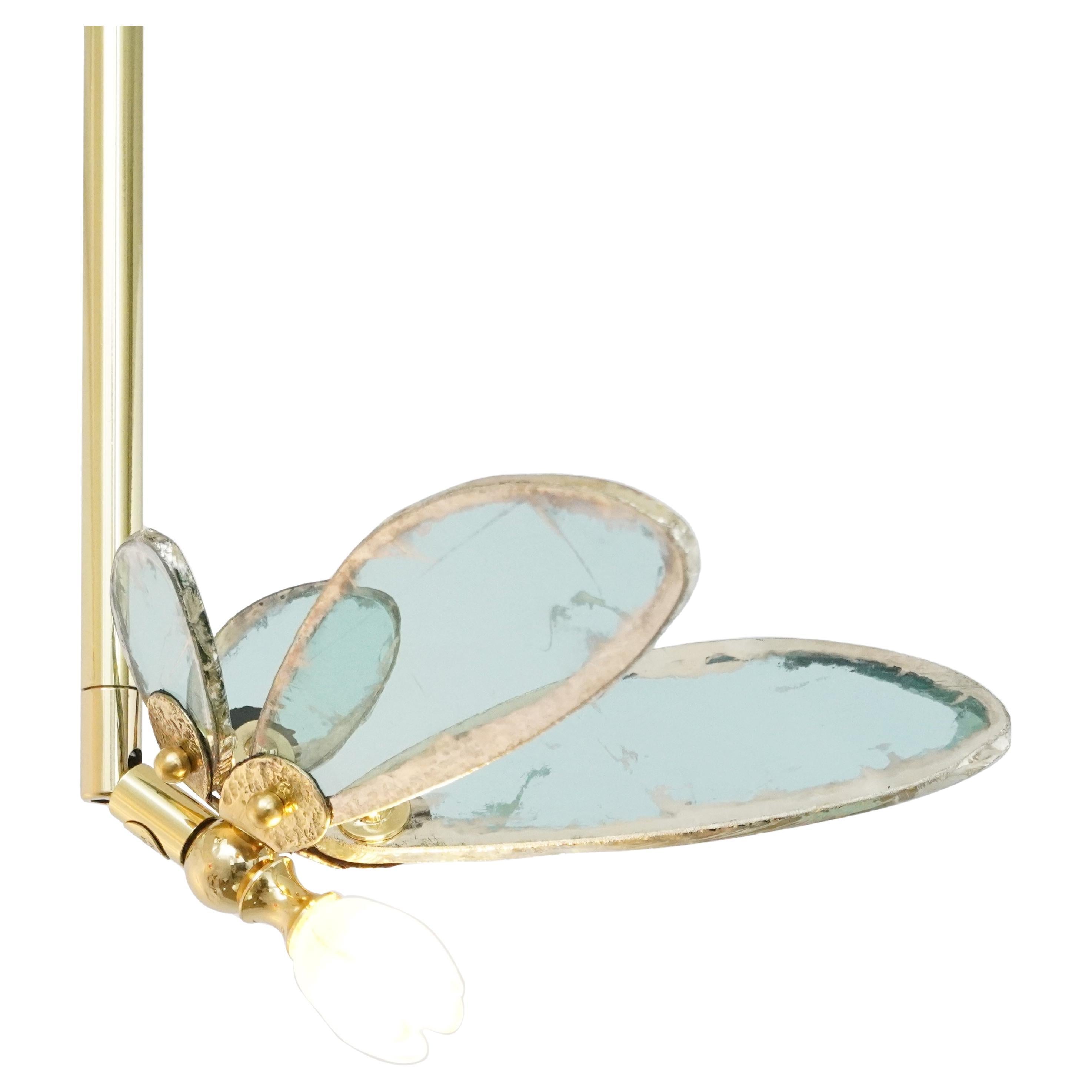 Butterfly Contemporary Lamp, Black Silvered Glass, Brass Body, Crystal ...