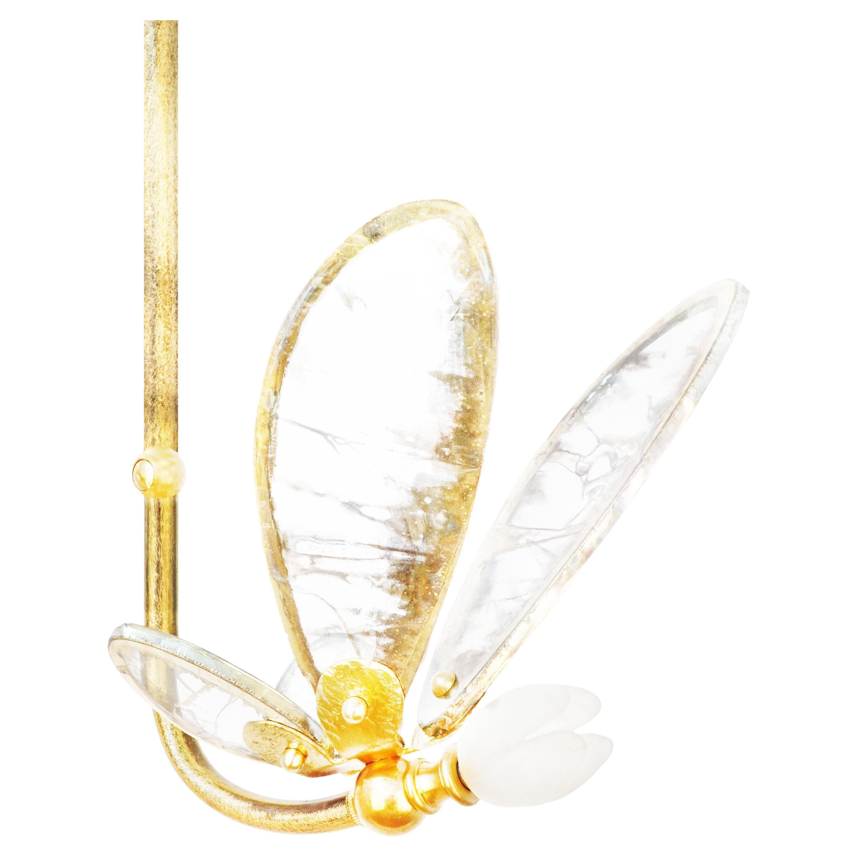 Butterfly Contemporary Lamp, Black Silvered Glass, Brass Body, Crystal ...