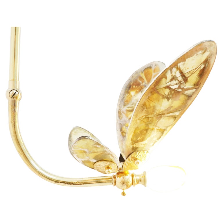 "Trilly" Hanging Lamp Sun Silvered Glass, Brass Body For Sale at 1stDibs