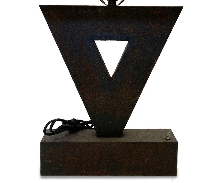 Tringular Iron Lamp Designed by Juan Montoya For Sale at 1stDibs