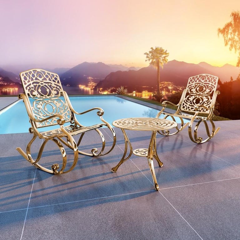 Trinity, Outdoor Aluminum Rocking Chair with Gold Finish, Made in Italy ...