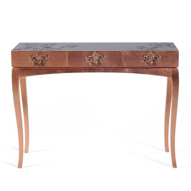 Trinity Console Table in Copper or Silver Leaf For Sale at 1stdibs