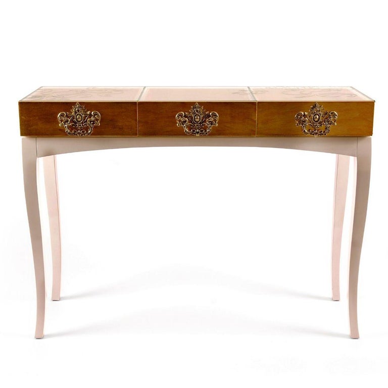 Trinity Console Table in Copper or Silver Leaf For Sale at 1stdibs