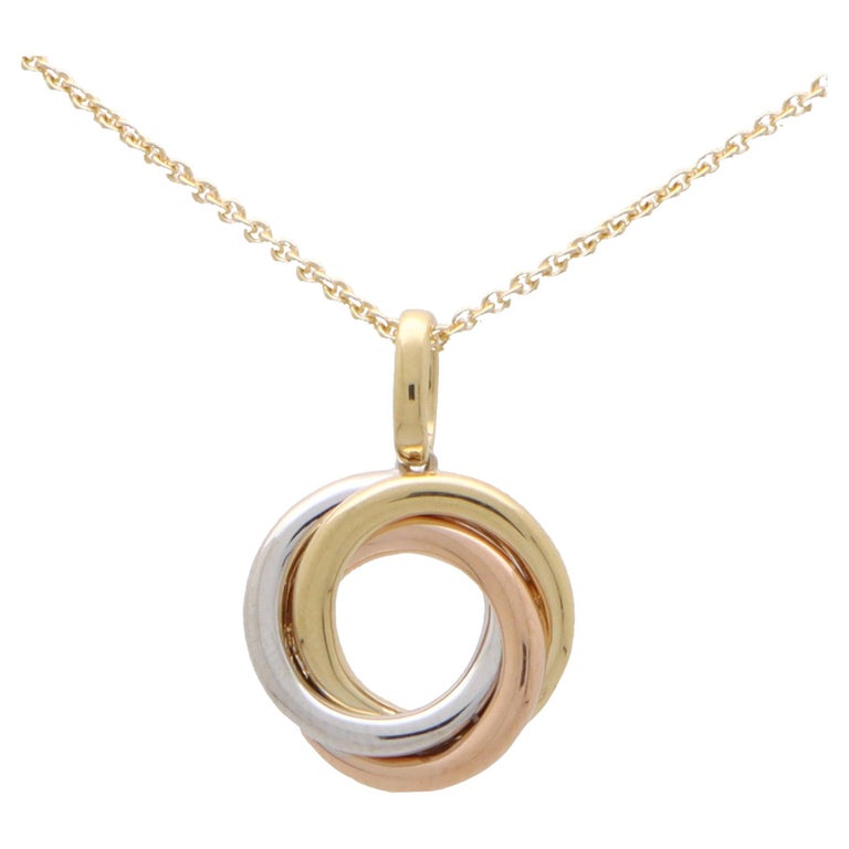Trinity Pendant Necklace Set in 18k Yellow, Rose and White Gold For ...