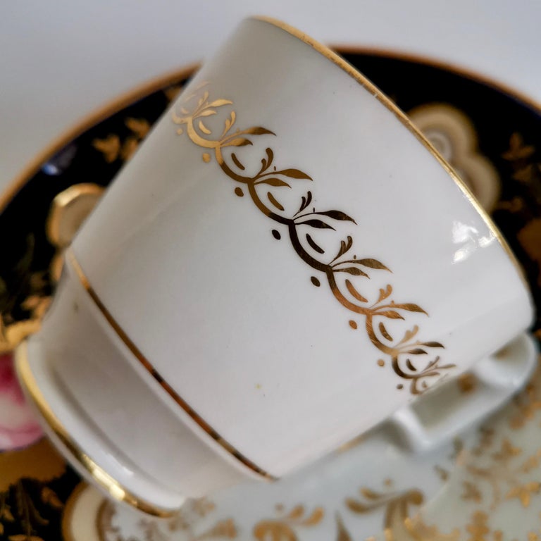 Trio Attributed to Rathbone, Cobalt Blue and Roses, Regency, circa 1820 ...