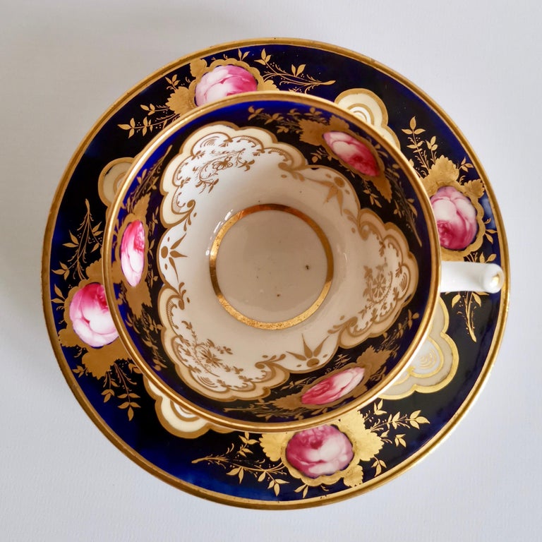 Trio Attributed to Rathbone, Cobalt Blue and Roses, Regency, circa 1820 ...