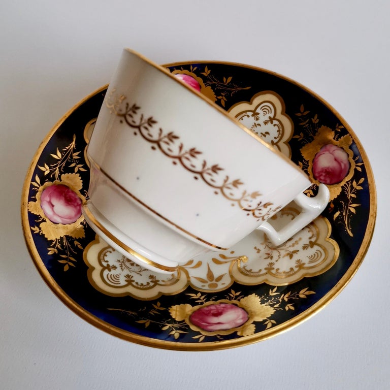 Trio Attributed to Rathbone, Cobalt Blue and Roses, Regency, circa 1820 ...