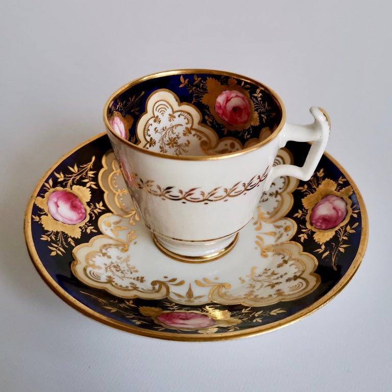 Trio Attributed to Rathbone, Cobalt Blue and Roses, Regency, circa 1820 ...