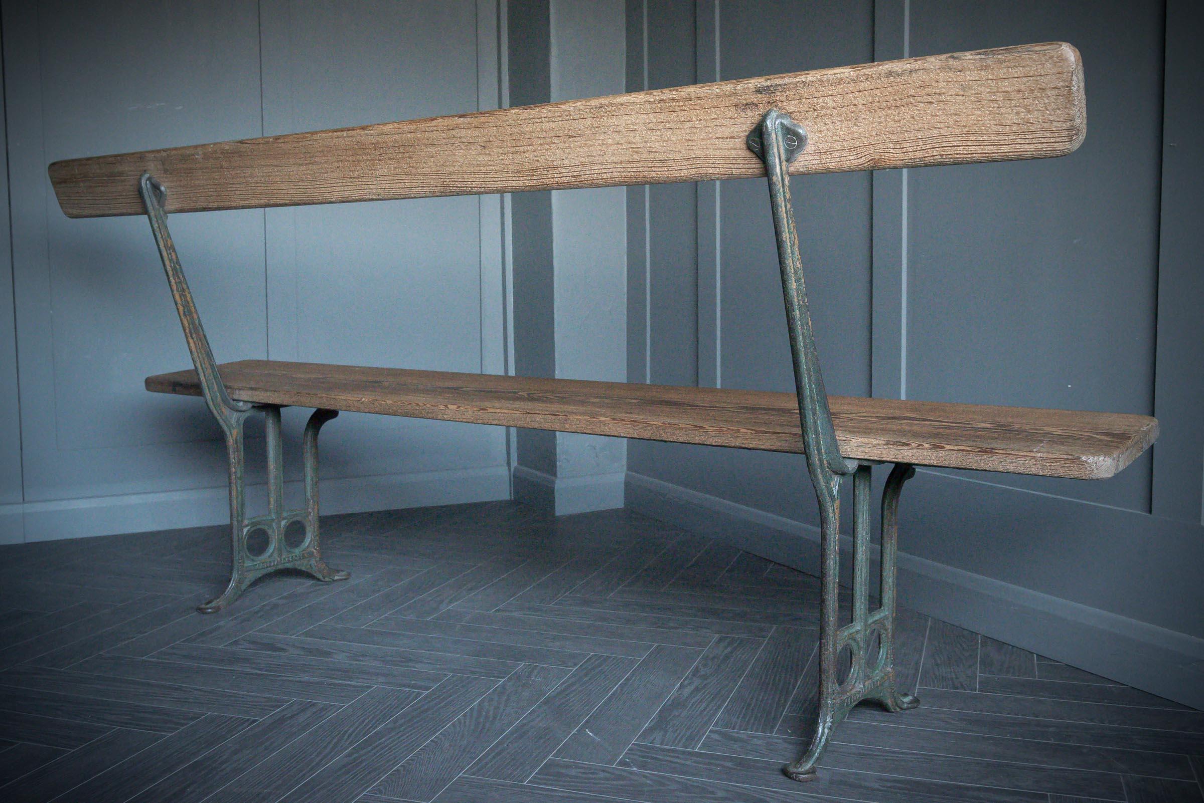 Trio Cast Iron Pitch Pine Tram Benches at 1stDibs | tram bench for sale ...
