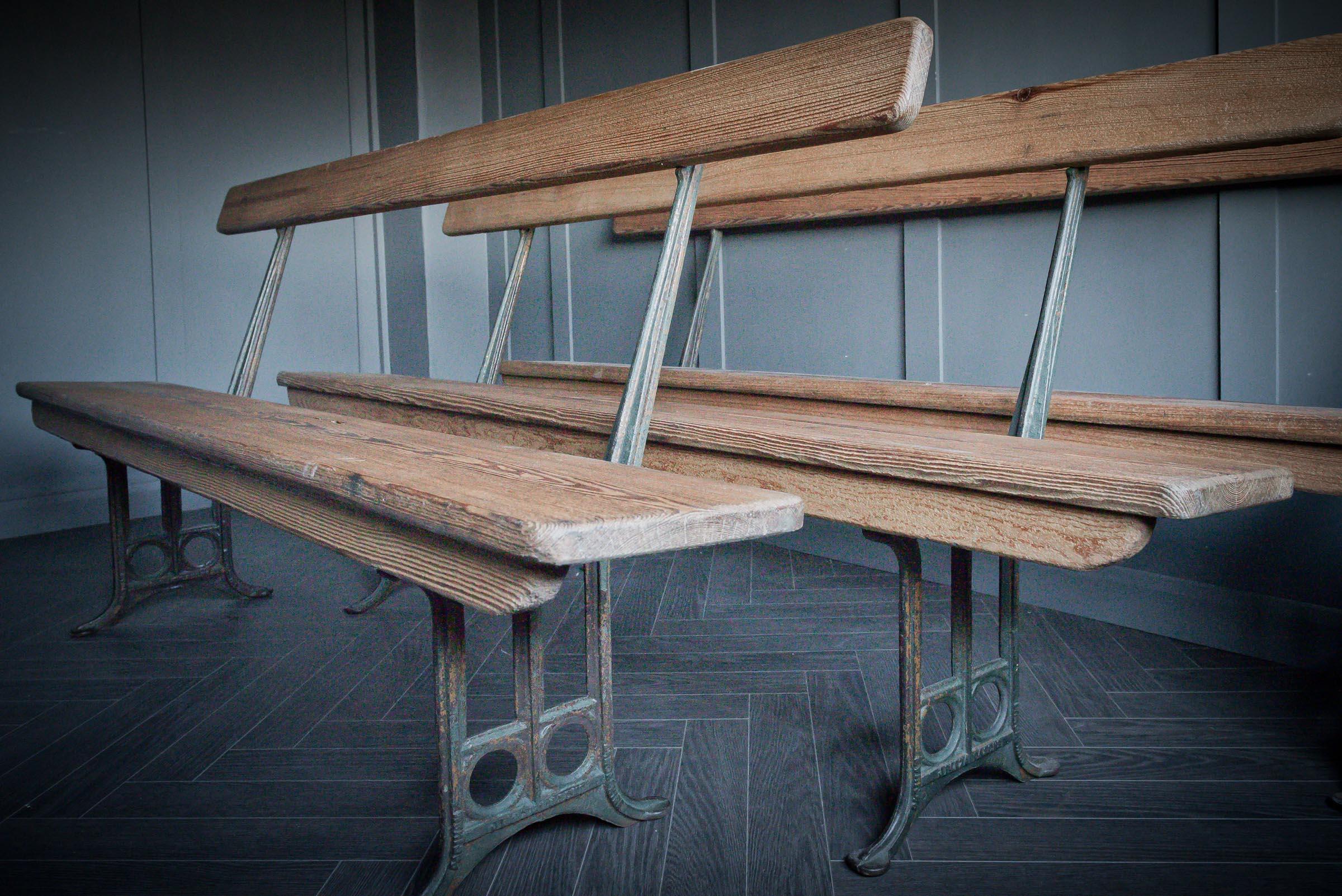 Trio Cast Iron Pitch Pine Tram Benches at 1stDibs | tram bench for sale ...