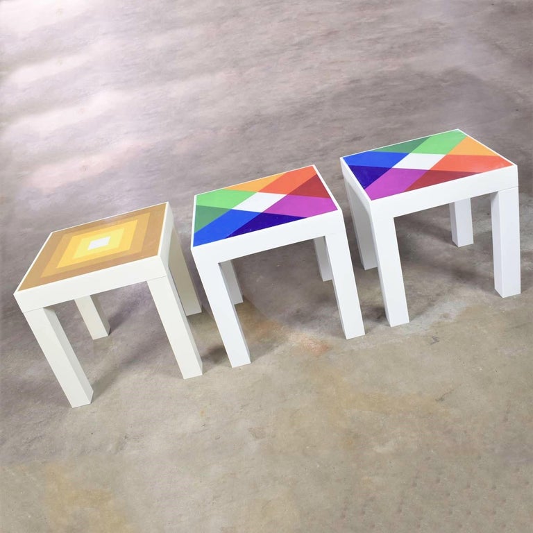 Trio Mod Pop Art Plastic Parsons Style Square Side Tables Style Kartell ...