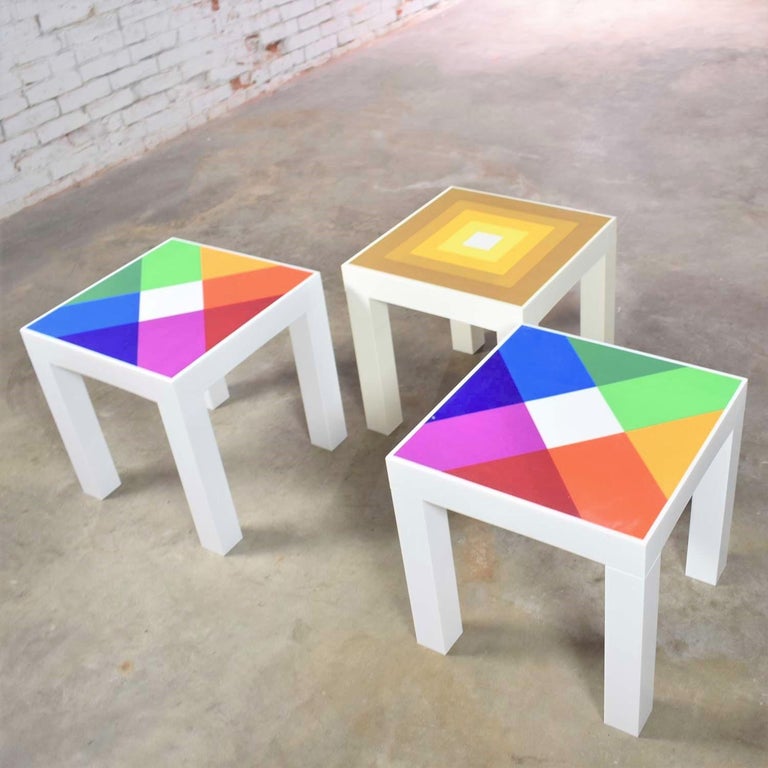 Trio Mod Pop Art Plastic Parsons Style Square Side Tables Style Kartell ...