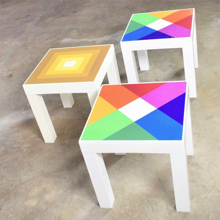 Trio Mod Pop Art Plastic Parsons Style Square Side Tables Style Kartell ...