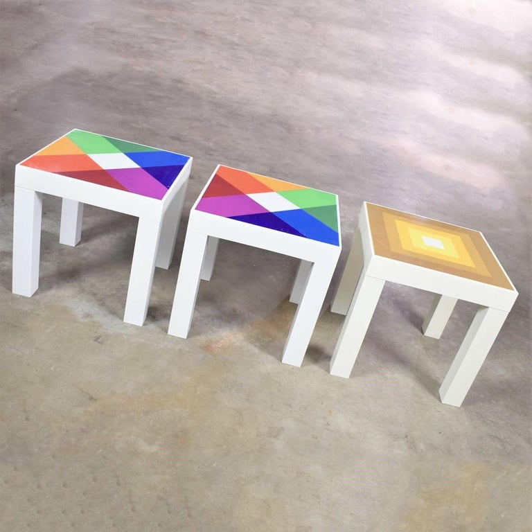 Trio Mod Pop Art Plastic Parsons Style Square Side Tables Style Kartell ...