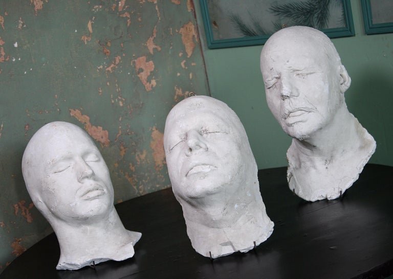 Trio of 19th Century Macabre Plaster Death Masks Memento Mori at 1stDibs