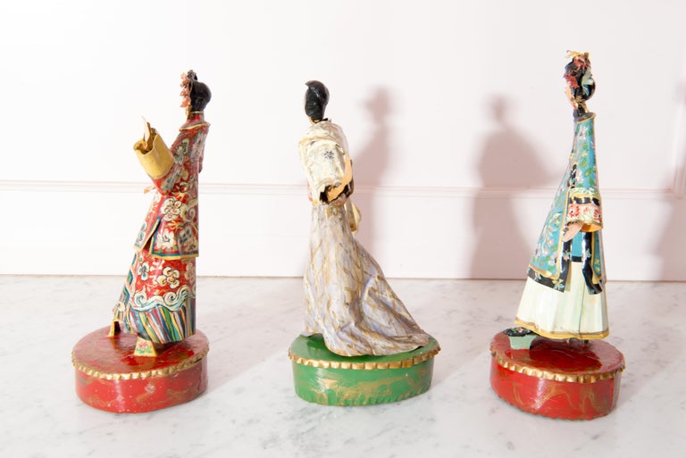 Trio of Asian Costumed Women Sculptures by Lee Menichetti For Sale at ...