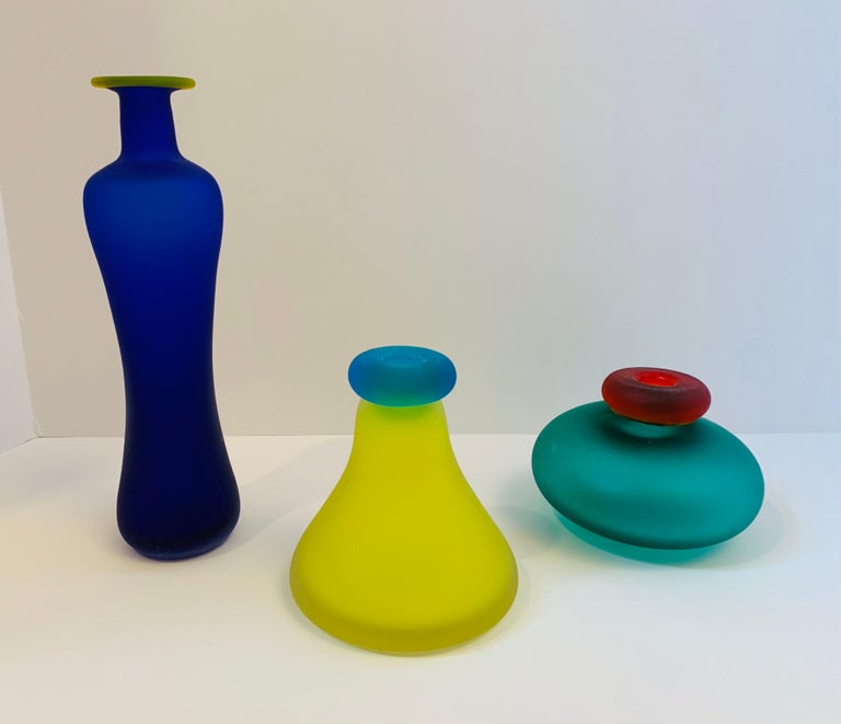 Trio of Carlo Moretti "Satinato" Murano Glass Perfume Bottles ...