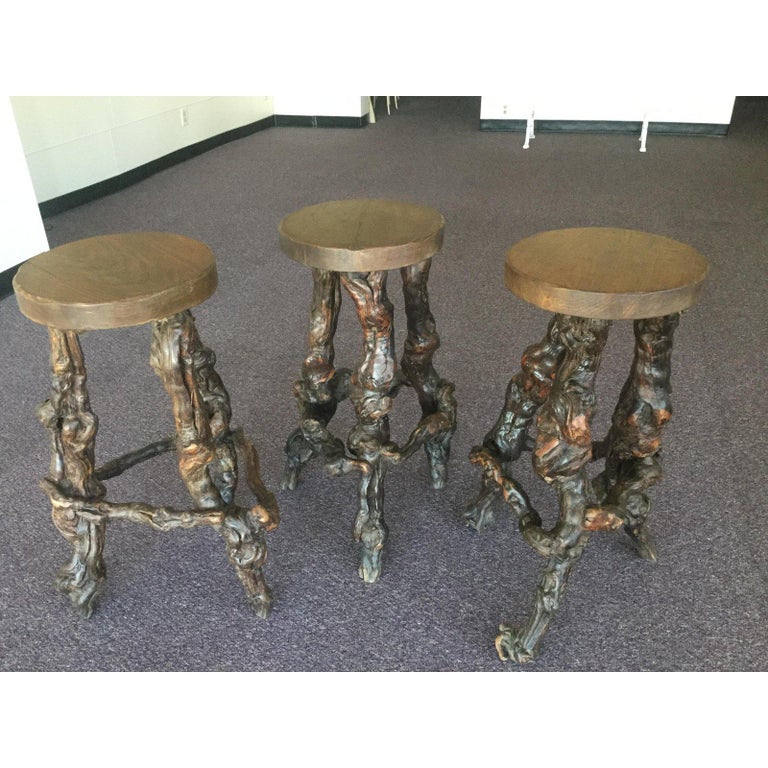 Trio of Fascinating Organic Modern Grape Vine French Bar Stools at 1stDibs