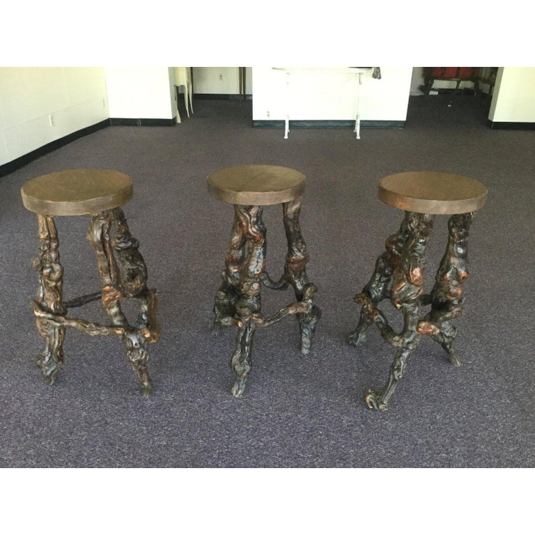 Trio of Fascinating Organic Modern Grape Vine French Bar Stools at 1stDibs