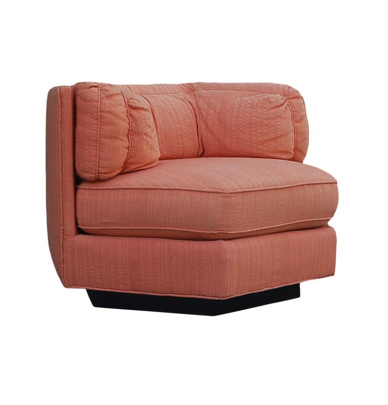 Trio of Hexagonal Mid-Century Modern Club Chairs by Bernhardt, Plinth ...