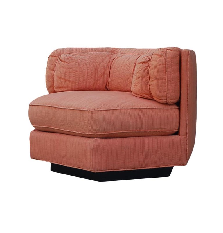 Trio of Hexagonal Mid-Century Modern Club Chairs by Bernhardt, Plinth ...