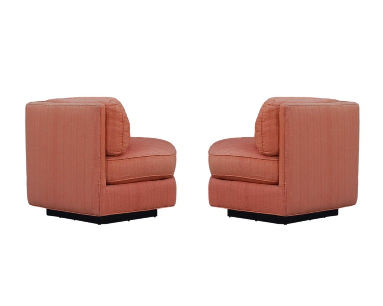 Trio of Hexagonal Mid-Century Modern Club Chairs by Bernhardt, Plinth ...