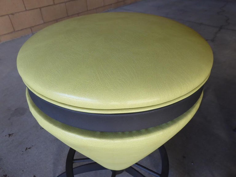 Trio of Iron Framed "Bongo-Form" Counter Stools at 1stDibs